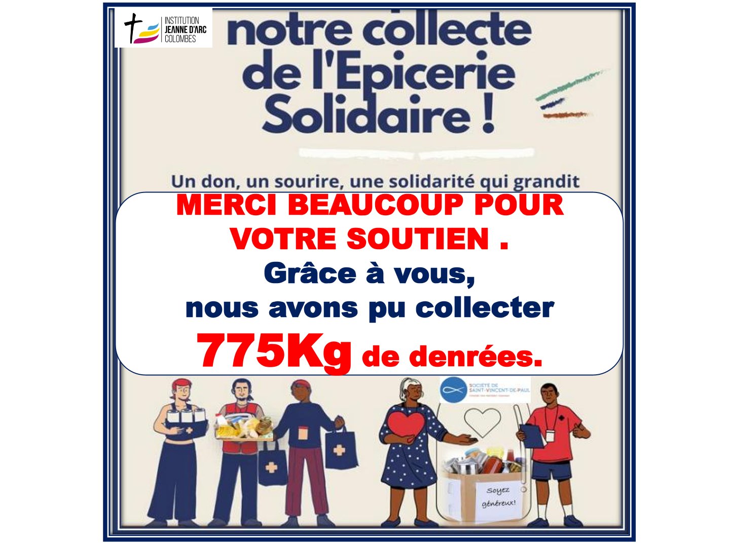 775 kg de solidarité ! - Institution Jeanne d'Arc Colombes